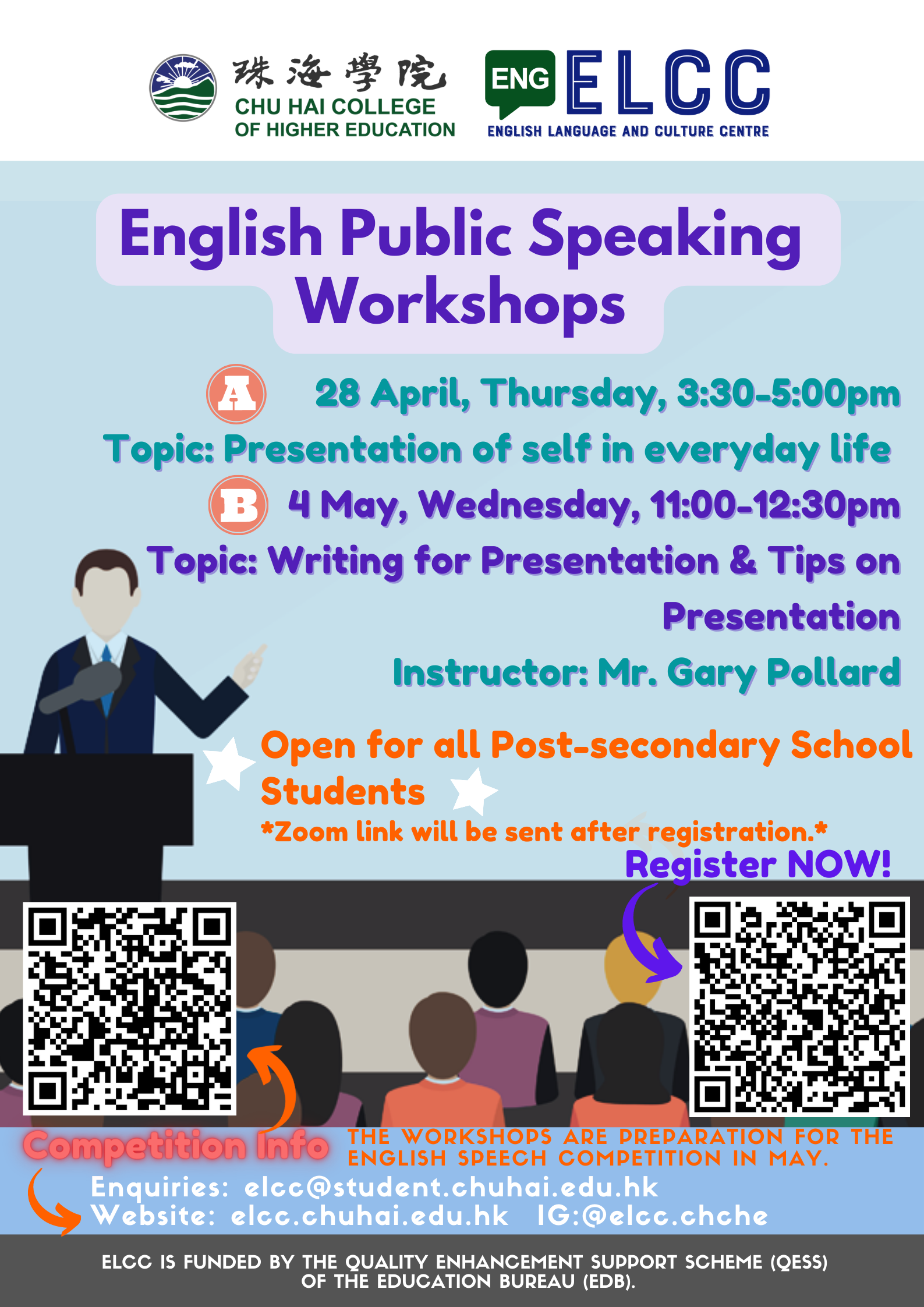 English Public Speaking Workshops 2022 – ELCC – Hong Kong Chu Hai College
