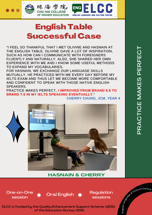 English Table – ELCC – Hong Kong Chu Hai College